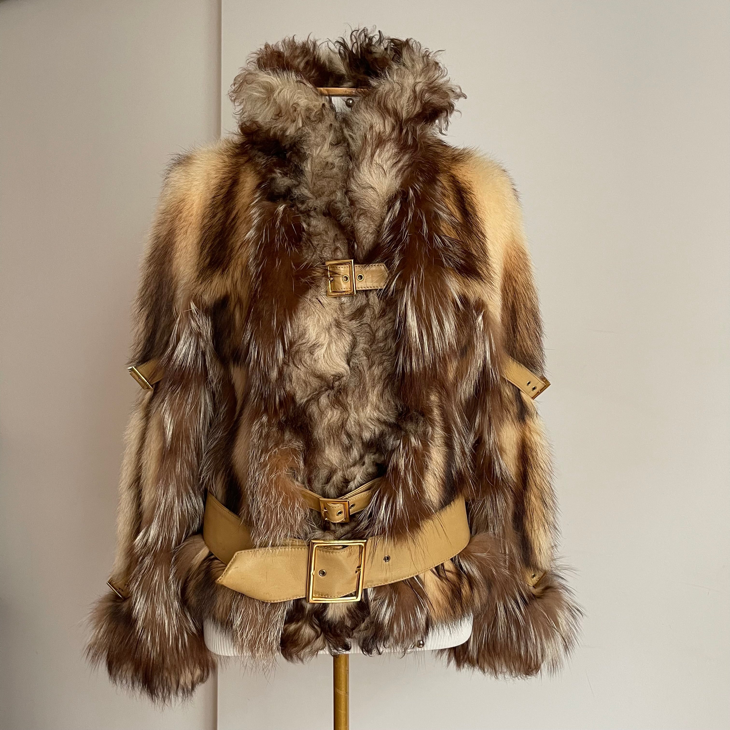 Dolce & Gabbana FW 2001 fur and shearling jacket with multiple leather ...